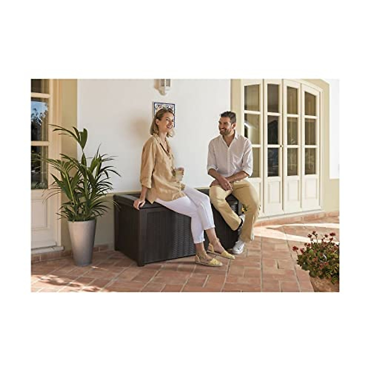 ALIDAM Deck Box Storage Box 110 Gallon Resin Deck Box-Organization and Storage for Patio Patio Deck Garden Furniture