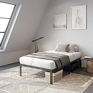 Vengarus 14 Inch Metal Platform Bed Frame-Twin XL Size Bed Frame,Steel Slat Support,No Box Spring Needed,Mattress Foundation,Easy Assembly,Under Bed Storage,Twin XL Bed Frame,Black