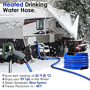 Scilulu 30FT 15FT Heated Water Hose for RV,Rv Water Hose,-45 ℉ Antifreeze Heated Drinking Garden Water Hose,Rv Accessories 30FT-1