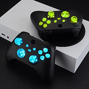 eXtremeRate Multi-Colors Luminated D-pad Thumbsticks Start Back Sync ABXY Buttons for Xbox Series X/S Controller, 7 Colors 9 Modes DTF LED Kit for Xbox Series X/S Controller - Controller NOT Included