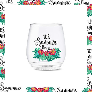 TOSSWARE POP 14oz Vino Summer Sips 1 Series, SET OF 6, Premium Quality, Recyclable, Unbreakable & Crystal Clear Plastic Wine Glasses