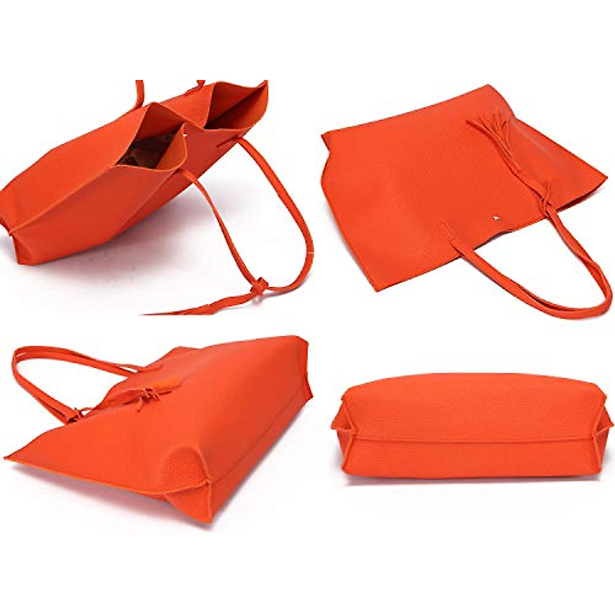 IBLUE Women Tote Bag Purse Large Faux Leather Shoulder Bag Tassel Satchel Handbags, D1059 (orange)