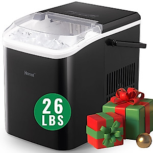 WANAI Ice Makers Countertop, Self-Cleaning Function, 26Lbs/ 8Mins/ 24Hrs 2 Size Ice, Portable Ice Cube Maker Machine with Ice Scoop & Basket