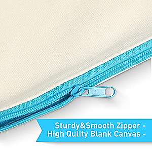 80 Pack Canvas Zipper Makeup Bags Bulk Pencil Pouches Blank DIY Craft Canvas Cosmetic Bag Pouch with Zipper for Makeup Cosmetic Toiletry Stationary Storage (Colorful Zippers)