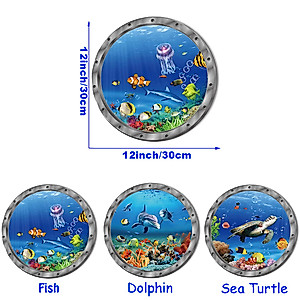 Ocean Animals World Under Sea Decor Includ Sea Turtles Dolphins Fishes 3 Pcs Removable 3D Peel and Stick Vinyl Stickers for Bathroom,Wall Decor,Wall Stickers,Bedroom,Furniture