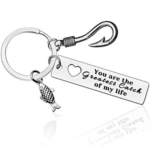 Father's Day Gift Fishing Keychain Gift for Dad Husband Boyfriend Grandpa Fisherman Anniversary Valentines Gifts Christmas Birthday Gifts for Men