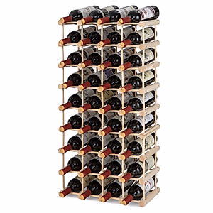 Giantex 36-Bottle Wine Rack Freestanding Floor - Wooden 5-Tier Stackable Wine Storage Shelves, Wine Racks Countertop for Pantry, Cabinet, Small Place