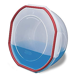 Sterilite Ultra-Seal 4.7 Qt Bowl, Large Airtight Food Storage Container, Latching Lid, Microwave and Dishwasher Safe, Clear With Red Gasket, 4-Pack