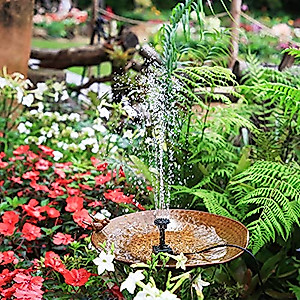 AISITIN 2.5W Solar Fountain Pump, DIY Outdoor Solar Water Fountain Pump with 6 Nozzles and 4ft Water Pipe, Solar Powered Pump for Bird Bath, Ponds, Garden and Fish Tank Pond and Other Places
