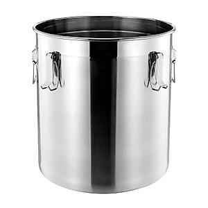 DYNAMI 304 Stainless Steel Airtight Canister,48L/12.7Gal Large Canisters Container with Lids and Sturdy Locking Clamp,Bucket Food Storage Containers for Rice, Flour, Grain, Coffee Bean (48L)
