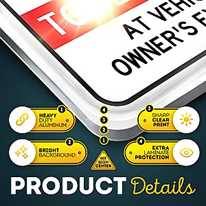 Customer Parking Only Unauthorized Vehicles Will Be Towed Away At Vehicle Owner's Expense Sign, 10" x 14" 0.40 Aluminum, Fade Resistance, Indoor/Outdoor Use, USA MADE By My Sign Center