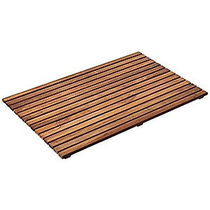 Bare Decor Zen Spa Shower or Door Mat in Solid Teak Wood and Oiled Finish, 31.5 by 19.5-Inch