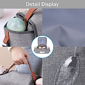 ASunine Large Space Stroller Organizer Bag, Universal Stroller Accessories Bag with 2 Cup Holders, Multiple Pockets for Bottle, Diaper, Phone, Toys, Baby Items