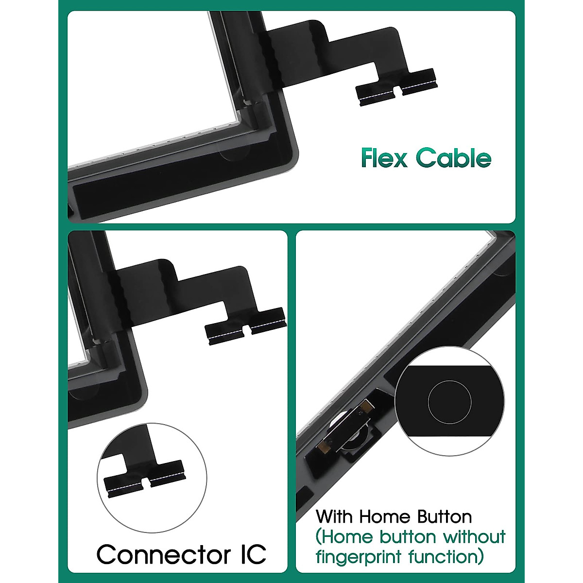 SRJTEK for iPad 2 Touch Screen Replacement A1397 A1395 A1396 Touch Digitizer Glass Parts,with Home Button + Cameral Holder + Pre-Installed Adhesive + Middle Frame Bezel(Black)