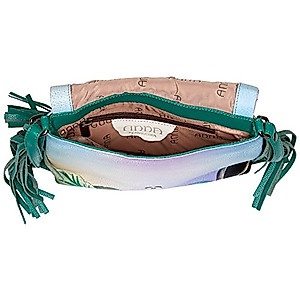 Anna by Anuschka Women's Genuine Leather Flap-Over Cross Body | Hand Painted Original Artwork | Whimsical Garden