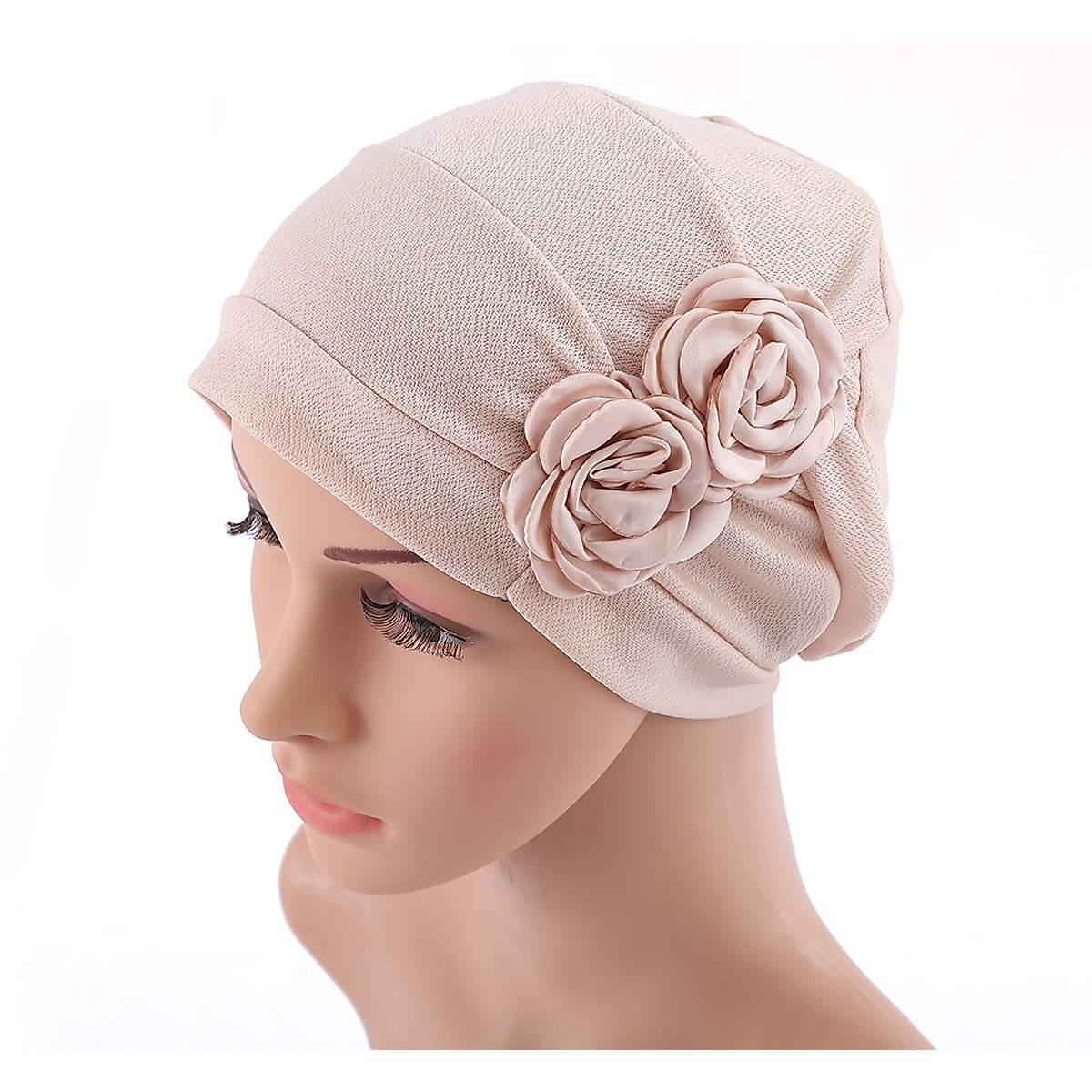HONENNA Chemo Turban Headband Scarf Beanie Cap Hat for Cancer Patient (Cream-Coloured)