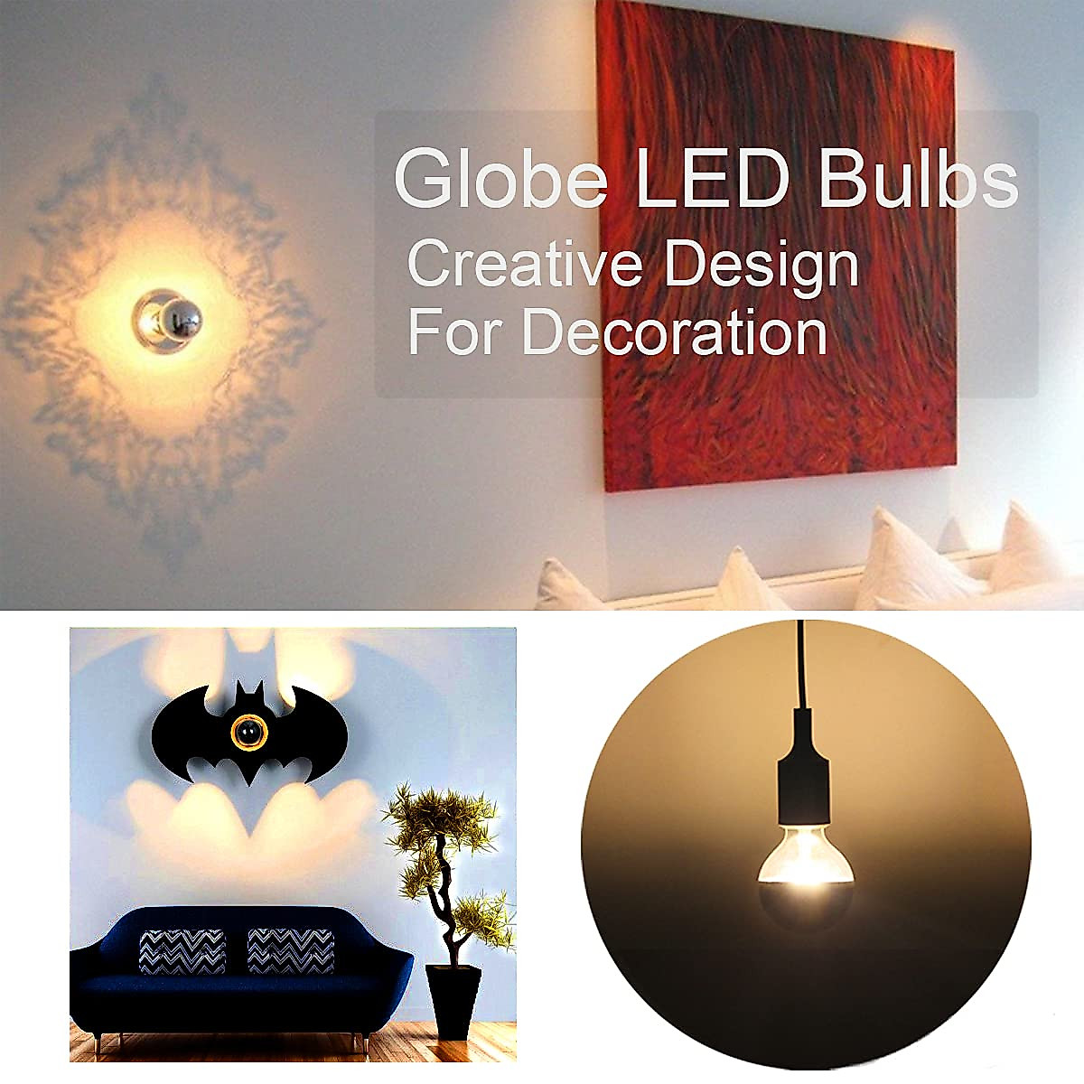 KarlunKoy Half Chrome Light Bulb 6W (60W Equivalent) Dimmable LED Edison Bulb G80/G25 Globe Shape Decorative LED Bulb Half Gold Reflected Light 2700K Soft White E26 Base Pack of 4