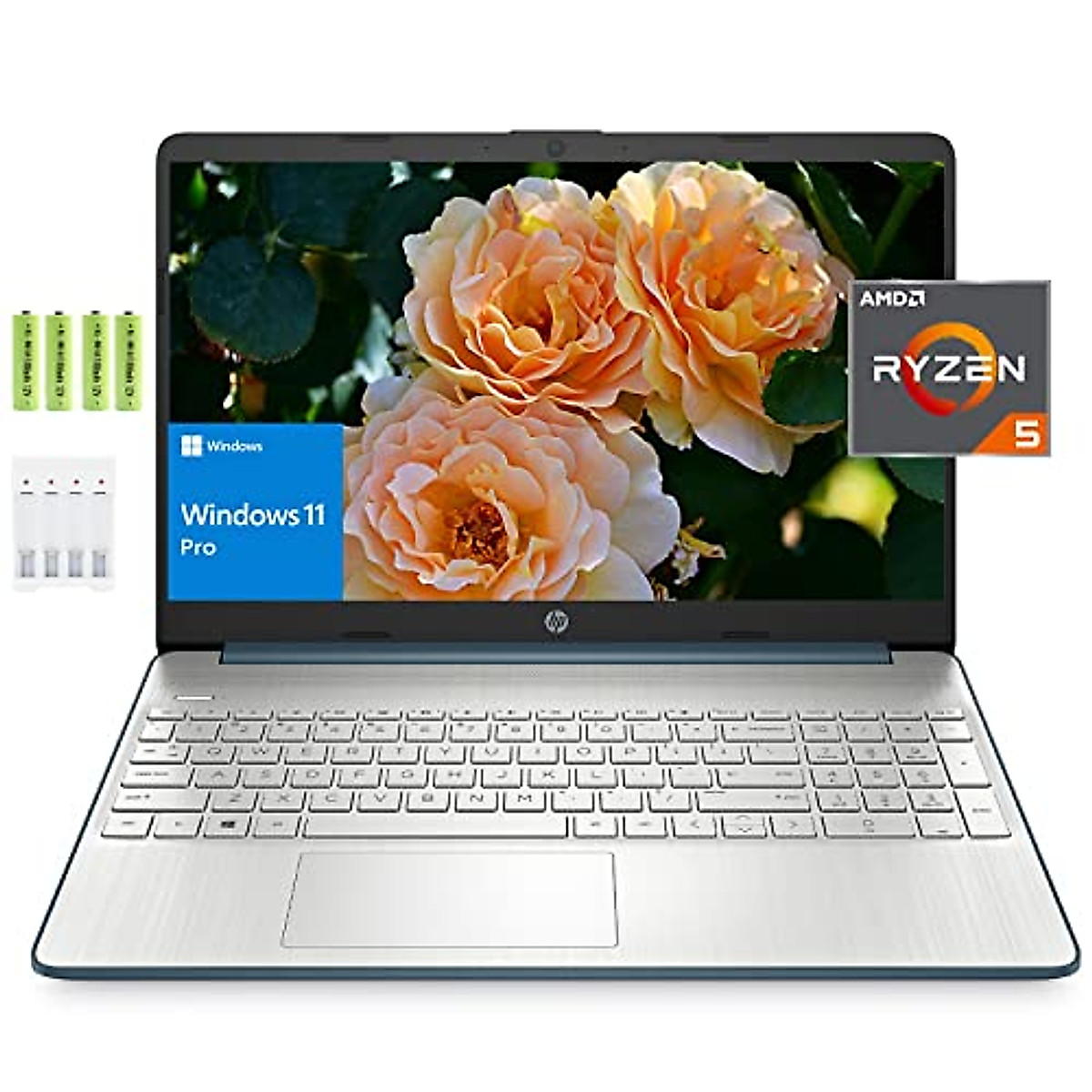 HP [Windows 11 Pro] 15 15.6" Full HD Business Laptop, AMD 6-Core Ryzen 5 5500U (Beat i7-1160G7), 12GB RAM 256GB PCIe SSD, Fast Charge, Wi-Fi 5, Bluetooth 4.2, HDMI, 9.5 Hours Battery Life, w/ Battery