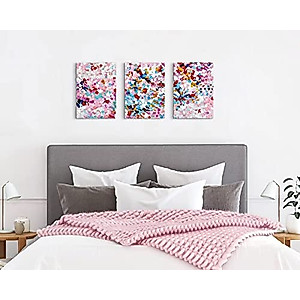 Canvas Wall Art Pink Painting Abstract Paintings Floral Pictures for Bedroom Wall Decor Framed for Living Room Office 12"x16"x3