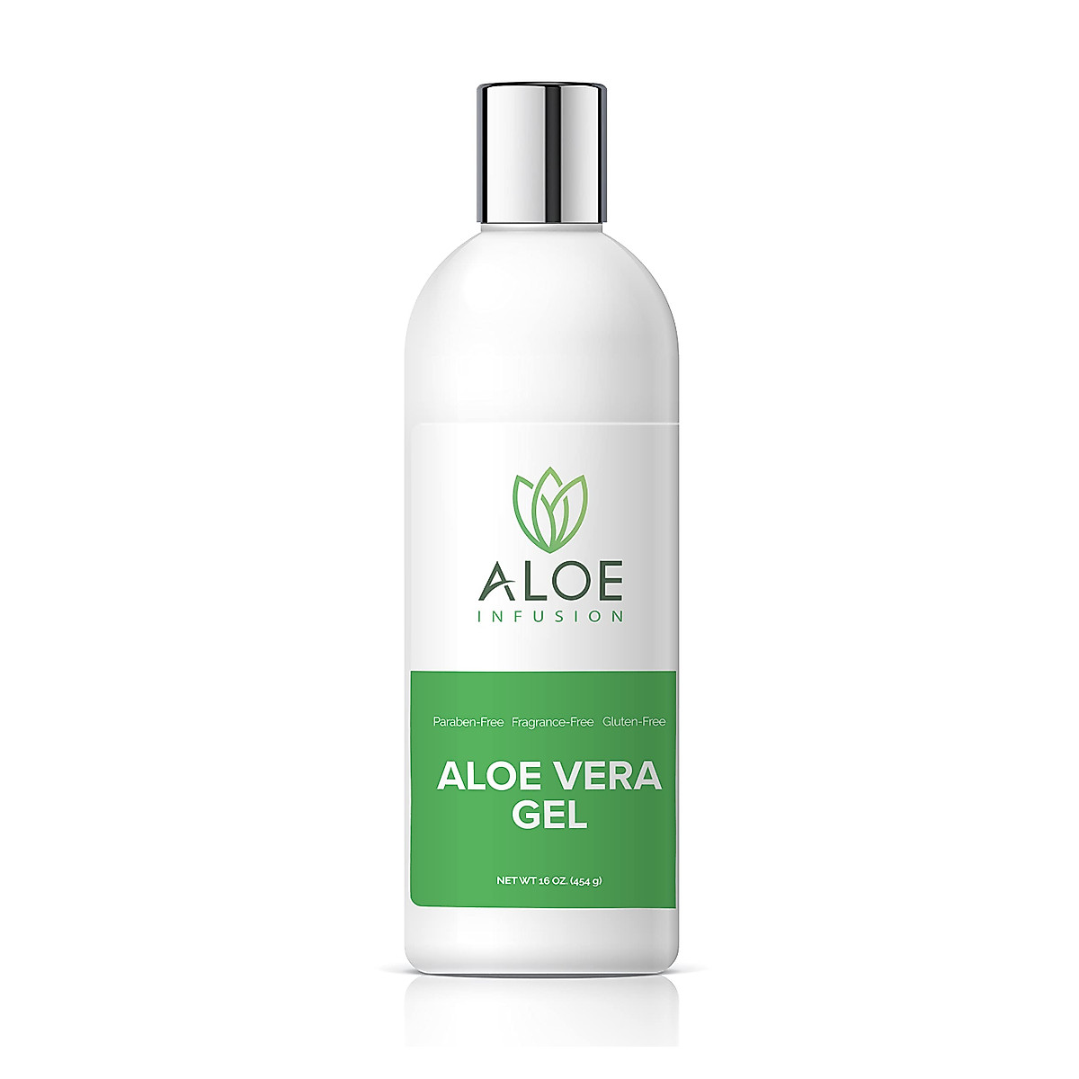 Aloe Infusion Organic Aloe Vera Gel - Deeply Hydrating, Skin Nourishing After Sun Skin Care for Face, Body and Hair - Sunburn, Redness and Itchy Skin Relief - USA-Tested - 16 Oz