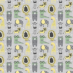 GROW WILD Changing Pad Cover 3 Pack | Soft & Stretchy Jersey Cotton | Baby Changing Table Pad Cover | Diaper Changing Pad Covers for Girls or Boys | Wipeable Sheets | Grey White Yellow Safari Animals