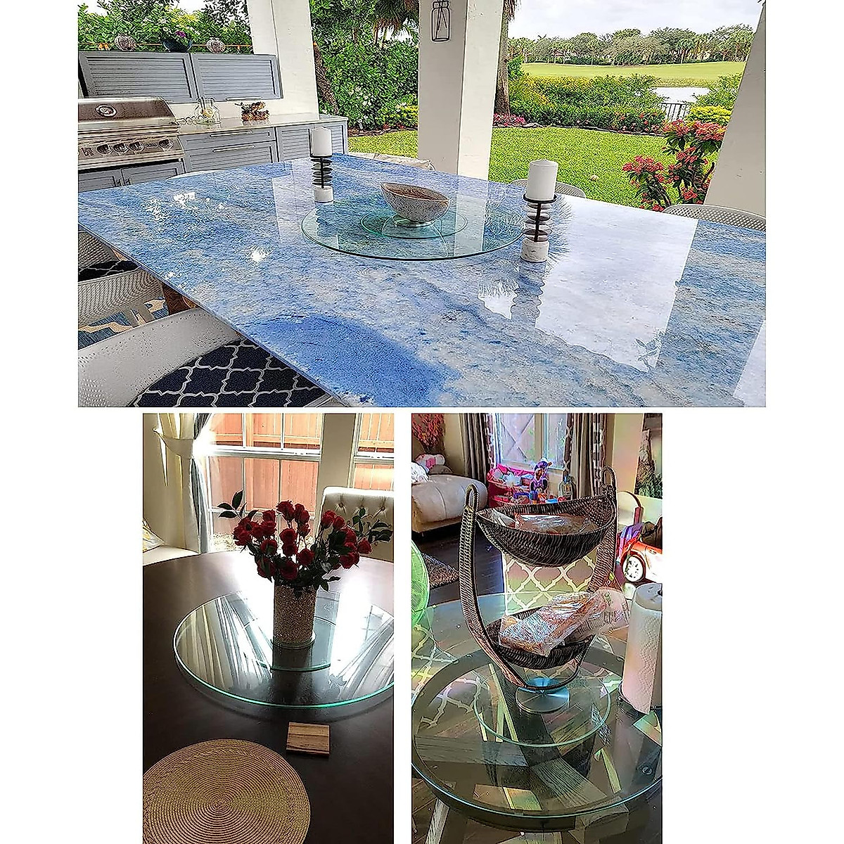 80 cm (30 inch) Lazy Susan for Table,Tempered Glass Lazy Susan Turntable Round Clear Dining Table Tray Tabletop Organizer Serving Tray for Dining Table