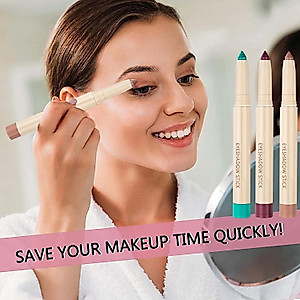 SAUBZEAN Eyeshadow Pencil Makeup, Waterproof Hypoallergenic Long Lasting Crayon, Highlighter Matte Cream Eye Shadow Stick, Glitter Primer Palette Shimmer Eyeliner Pen, Blue Grey