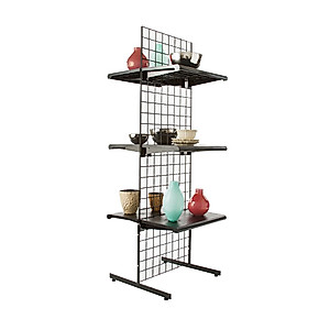 2' x 6' Gridwall Panel Tower with T-Base Floorstanding Display Kit, 2-Pack Black