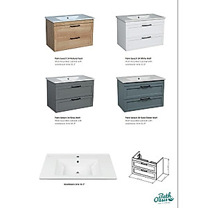 Modern Wall-Mounted Bathroom Vanity with Washbasin | Palm Beach Teak Natural Collection | Non-Toxic Fire-Resistant MDF-68 (34+34)-Omega Collection 40"