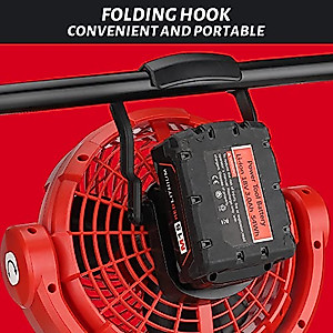 Cordless Fan for Milwaukee, 14" 3500CFM Floor Fan Powered by Milwaukee M18 18V Battery/AC Adaptor, Battery Operated Camping Fan for Outdoor Warehouse Gym Factory Travel, 3-Speed Jobsite Industrial Fan