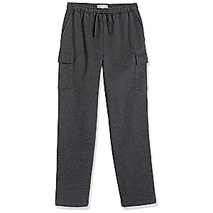 Amazon Essentials Men's Cargo Fleece Sweatpant, Charcoal Heather, Large