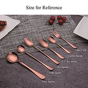 Berglander Rose Gold Plated 18/0 Stainless Steel Soup Spoons, Stainless Steel Round Spoons, Pack of 6