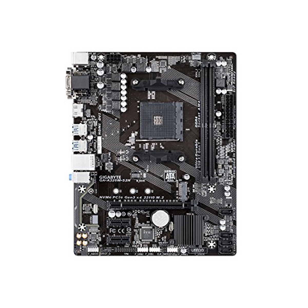 GIGABYTE GA-A320M-S2H (AMD Ryzen AM4/MicroATX/2xDDR4/HDMI/Realtek ALC887/3xPCIe/USB3.1 Gen 1/LAN/Motherboard)