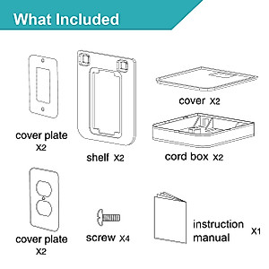 Outlet Shelf, 2Pack Bathroom Wall Shelf with Built-in Cable Management, Decora/Standard Outlet Shelf Wall Holder for Kitchen Organization,Space Saving Solution for Smart Home Decor, Phones, Speaker