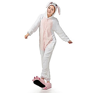 UreeUine Ultra Soft Plush Pink Easter Bunny Costume Cosplay Sleepsuit S