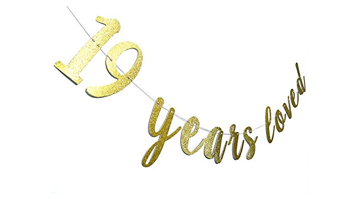 Gold Glitter 19th Birthday Banner - Perfect for Parties & Occasions