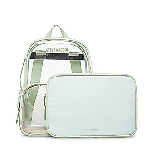Steve Madden Women's Clear Backpack with Tech Pouch, Beige, One Size