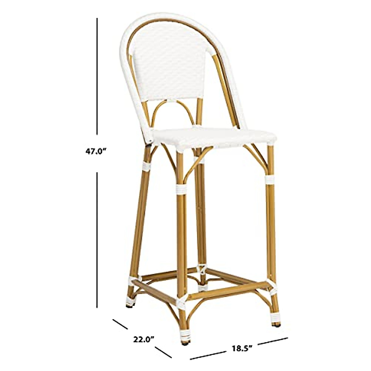 Safavieh PAT4038C Outdoor Collection Zaid White Stackable 30-inch Bar Stool