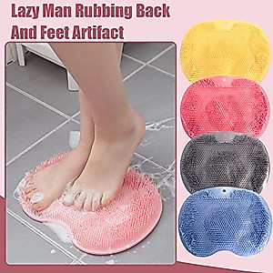 2 Pcs Shower Foot & Back Scrubber, Silicone Bath Massage Pad, Silicone Body Scrubber, Wall Mounted Back Scrubber, Silicone Bath Massage Cushion Brush with Suction Cups