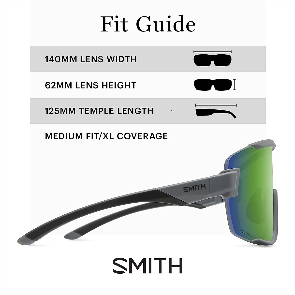 SMITH Wildcat Sunglasses with ChromaPop Lens – Shield Lens Performance Sports Sunglasses for Biking, MTB & More – For Men & Women – Matte Cement Viz + Green Mirrored Lens