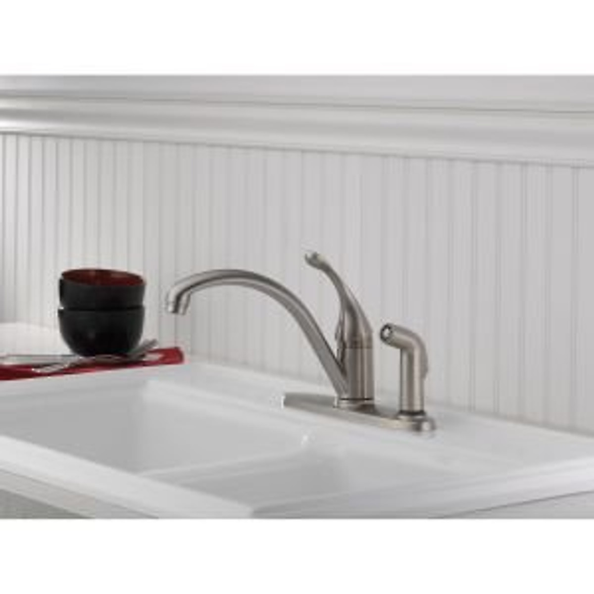 Delta Faucet 340-DST Collins Single Handle Kitchen with Integral Spray, Chrome, 3.00 x 13.00 x 23.00 inches