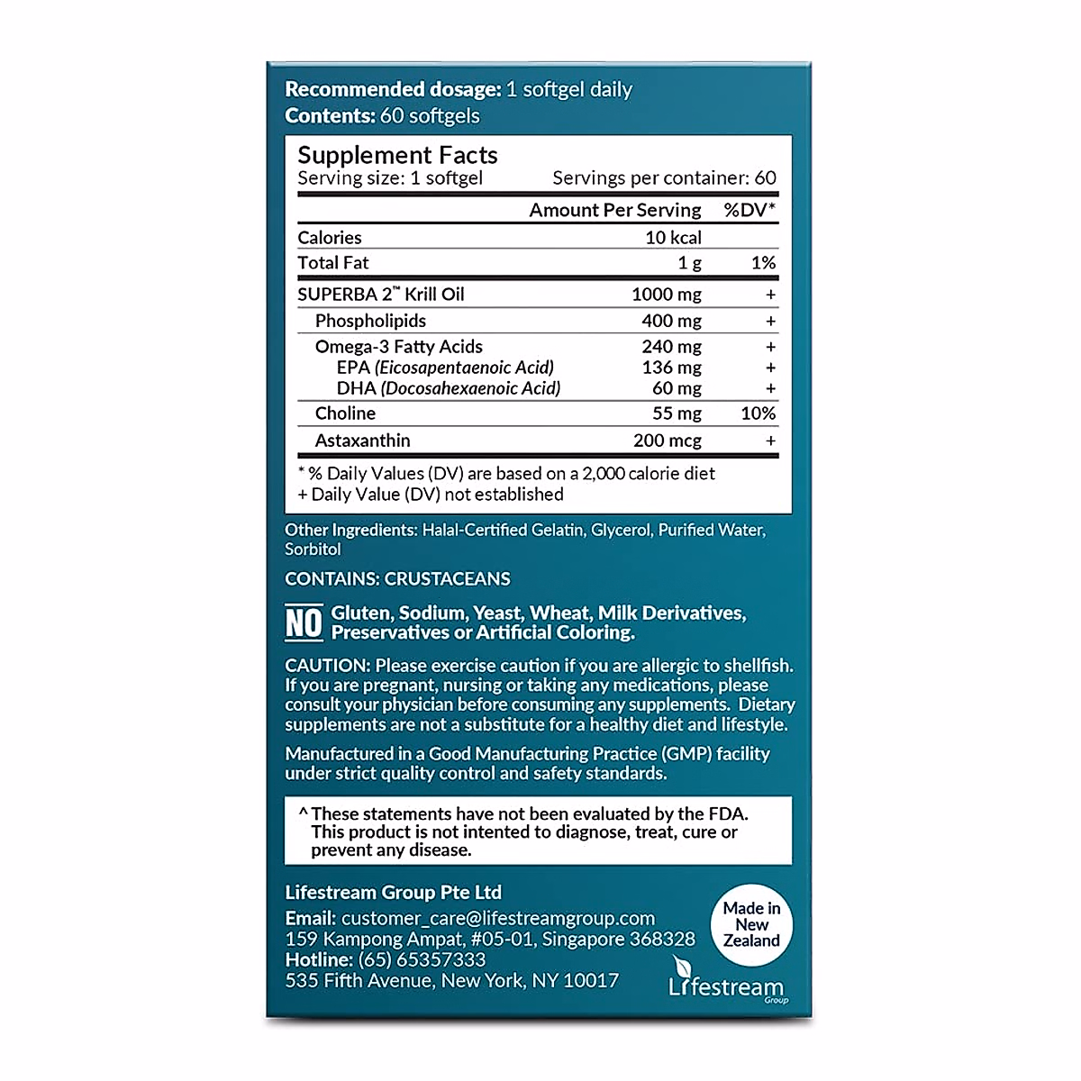 LABO Nutrition Perfect Krill 1000 mg, Pure Ultra Strength Antarctic Krill Oil with Omega-3s, EPA, DHA, Phospholipids, Choline & Astaxanthin, Heart, Joint, Brain Support Supplement, 60 softgels