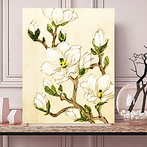 Wall Farm Art Spring Magnolia Flowers in vase Still Life Traditional Fashion Art Watercolor Paint Glam Poster Print From Artist