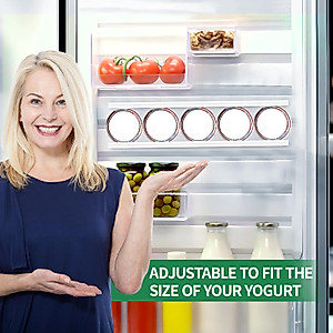 4 Pack Yogurt Organizer for Fridge, Yogurt Fridge Holder, Yogurt Holder with Adhesive Tapes for 3.75 Inch Yogurt, Yogurt Holder Tapes for Greek and Vegan Yogurt