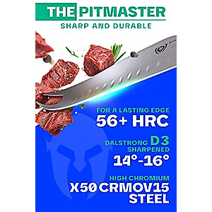 Dalstrong BBQ Pitmaster & Meat Knife - 8 inch - Gladiator Series Elite - Forged High Carbon German Steel - Forked Tip & Bottle Opener - G10 Handle - Sheath Included - NSF Certified
