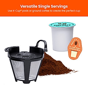 Chefman Single Serve Coffee Maker: K-Cup & Ground Compatible, Single Cup 6-14 oz Portable Drip Coffee Machine with Filter - Perfect for College & Coffee Lovers