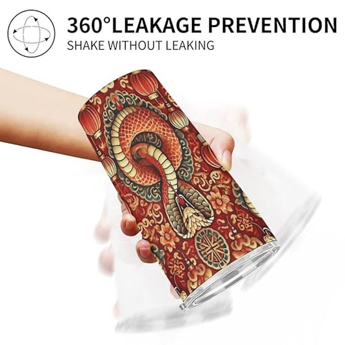 20oz Chinese New Year Snake Pattern Tumbler Stainless Steel, Vacuum Insulated Tumbler with Lid And Straw Unique Coffee Mug Travel Mug Gifts for Women Men