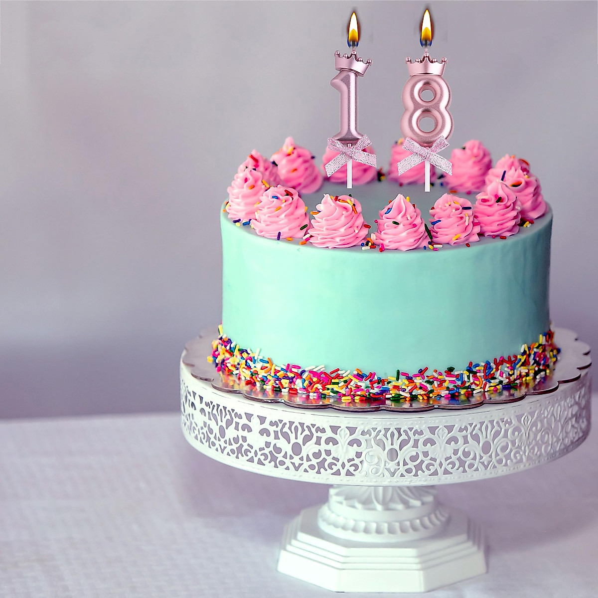 VSHILI 18th Birthday Candles, Rose Gold 18 Year Old Number Birthday Candles, Happy Birthday Party Cake Topper Decoration Gifts for Boys Girls