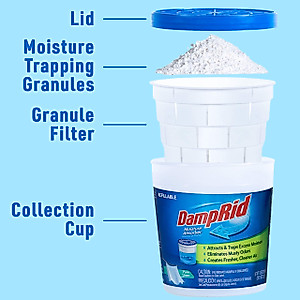 DampRid Pure Linen Refillable Absorber-10.5oz Traps Moisture for Fresher, Cleaner Air, 10.5oz cups - 4 pack, Blue, 4 Count