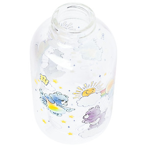 Silver Buffalo Care Bears Glass Milk Bottle with Straw Featuring Share Bear and Goodnight Bear, 15 Ounces